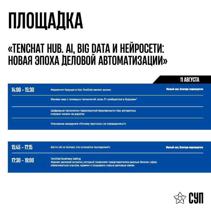 Площадка «TenChat Hub. AI, Big Data и нейросети» — Форум СУП 2024 на TenChat.ru