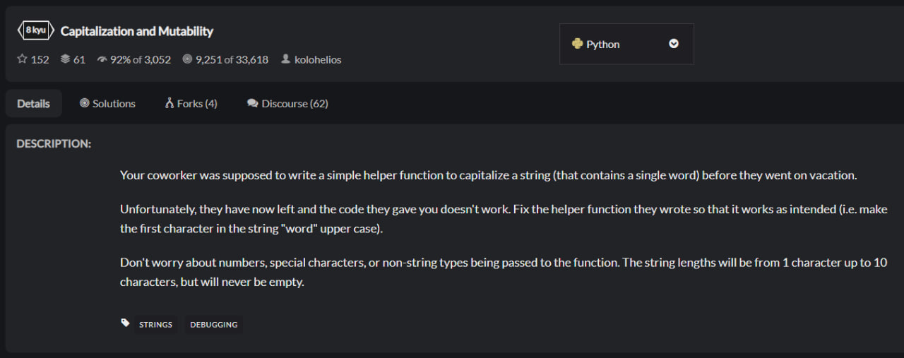Решаем задачки на code wars — Дмитрий Дашкин на TenChat.ru