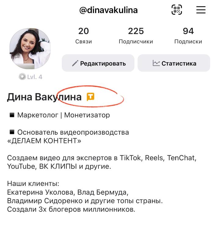 Как получить оранжевый значок «Т» в TenChat, и что он означает? — Дина Вакулина на TenChat.ru