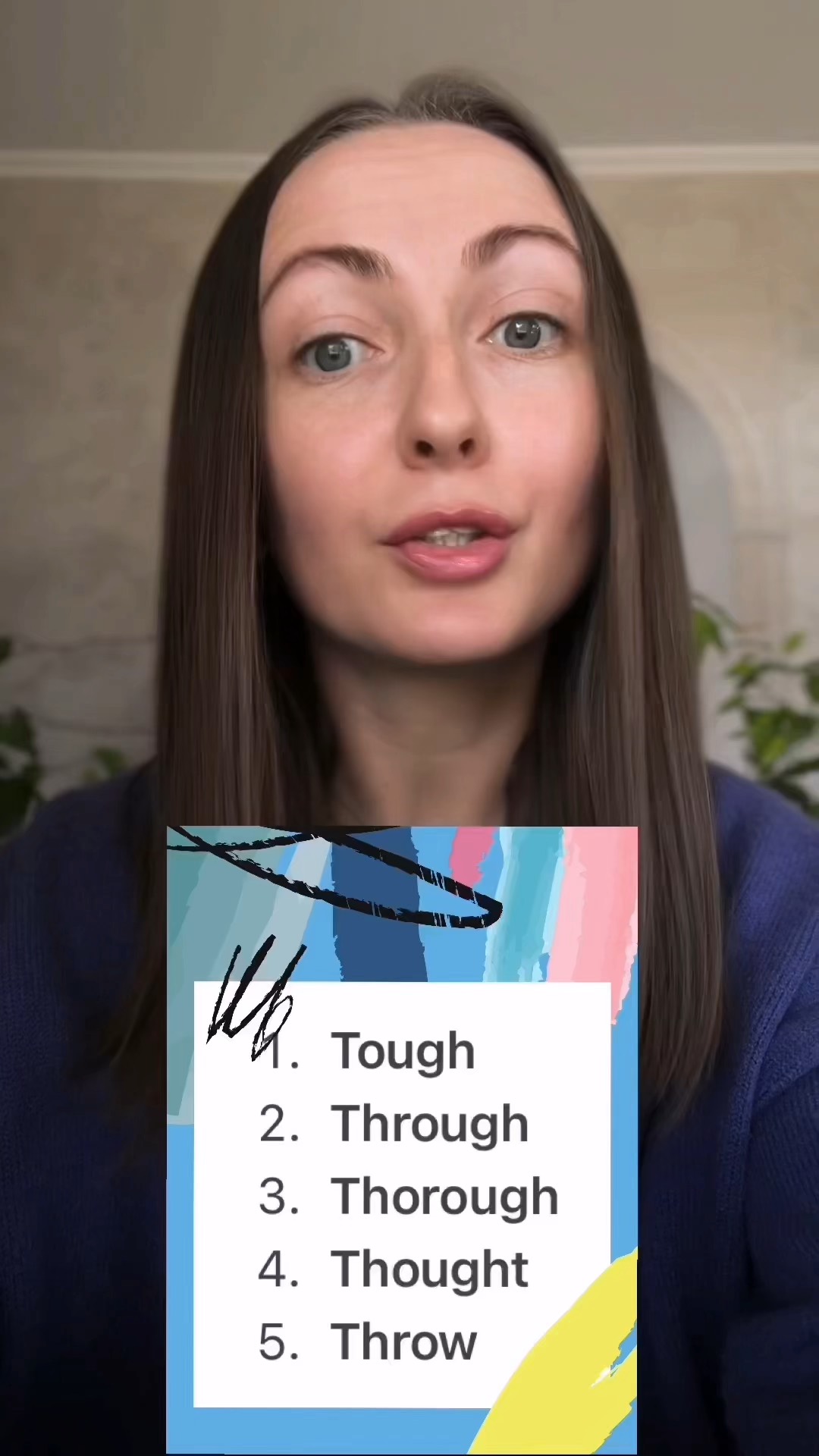 Запоминаем произношение: tough, through, thorough, thought, throw ...