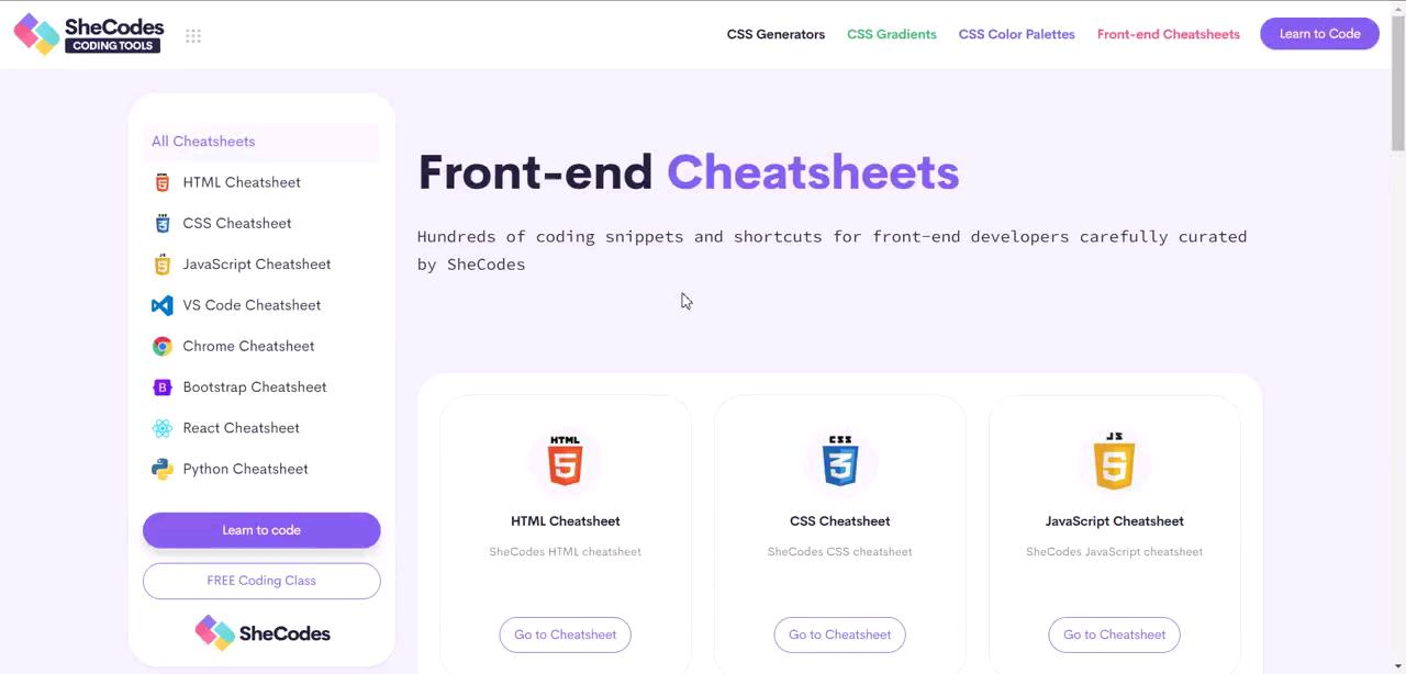 SheCodes Cheatsheets: набор шпаргалок по frontend технологиям и инструментам — Александр Коннов ...