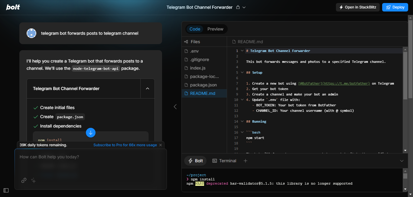 Bolt.new от StackBlitz: Полный стэк за вас, программисты! — Александр Зудиков на TenChat.ru