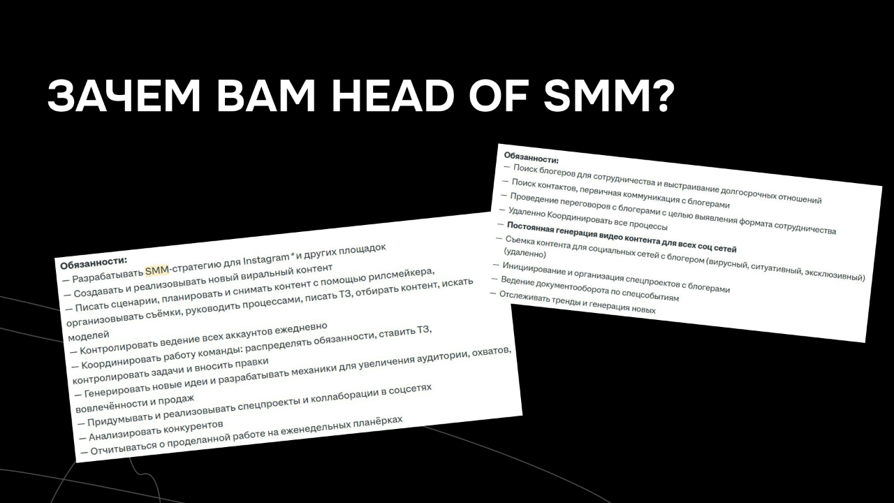 А вы уверены, что вам нужен Head of SMM? — Виктор Михальски на TenChat.ru