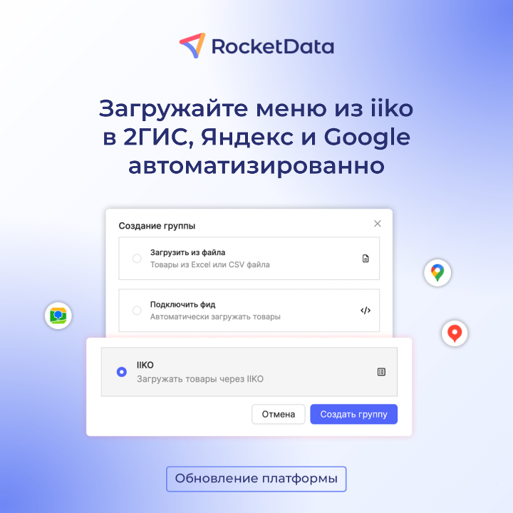 Меню из iiko теперь можно загружать в карты через RocketData — RocketData на TenChat.ru
