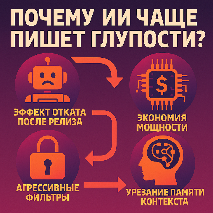 🤖 Почему ИИ всё чаще пишет глупости: эффект отката и подмена моделей ...