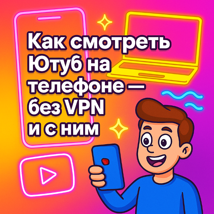 Как смотреть Ютуб на телефоне в 2025 — без VPN и с ним 24.08.2025 — Анна Черникова на TenChat.ru