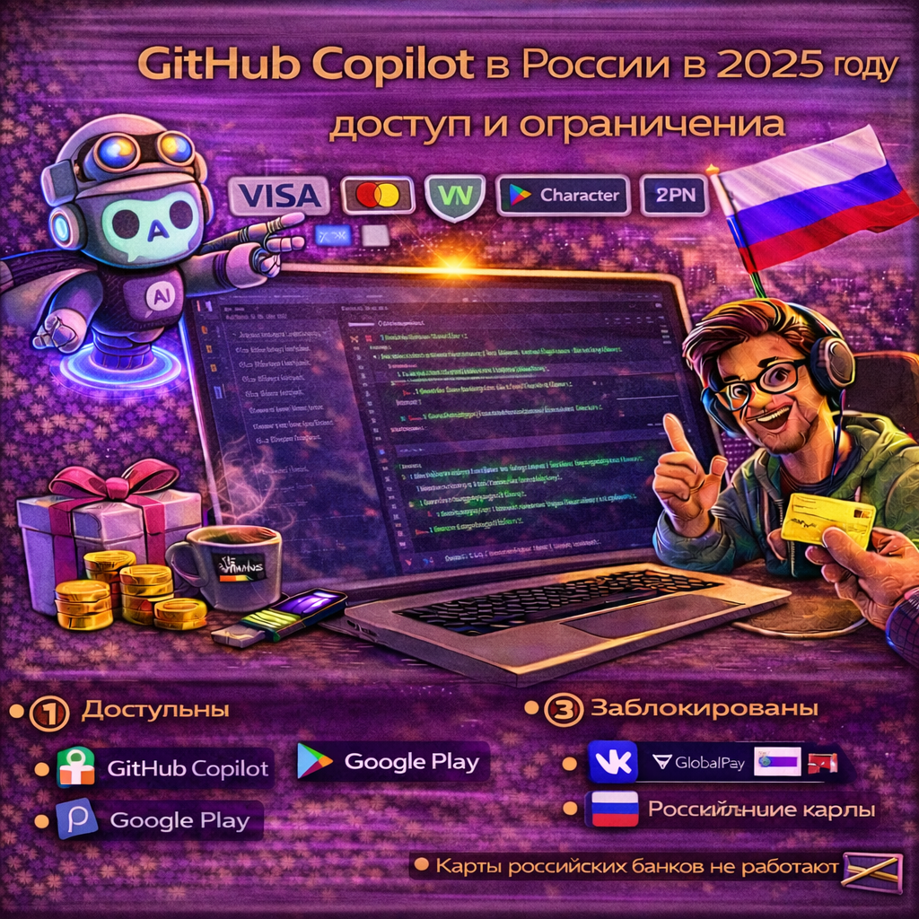 GitHub Copilot в России в 2025 году: доступ и ограничения — Oplatym.ru на TenChat.ru